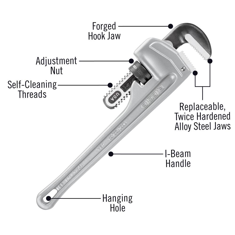 Ridgid 31095 14" Aluminium Straight Pipe Wrench available online ...