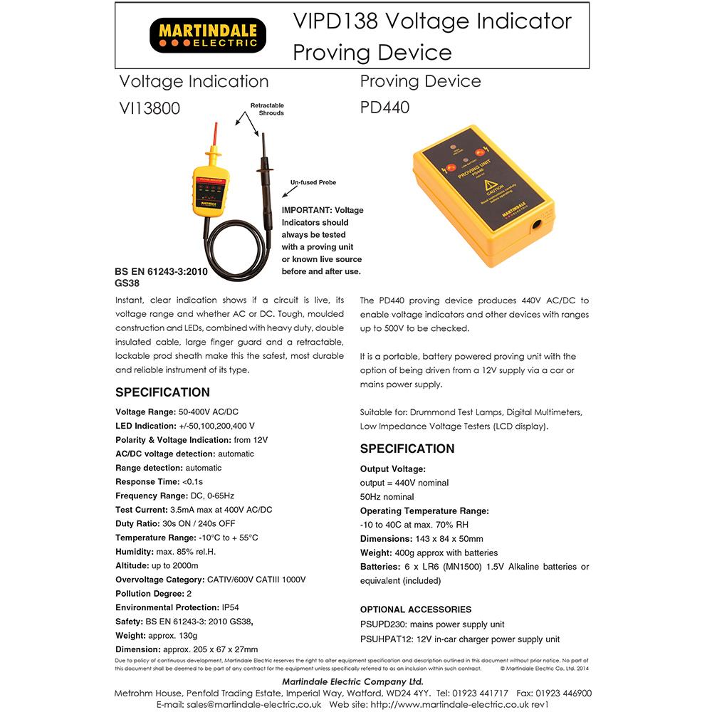 MARTINDALE VIPD138S Voltage Indicator & Proving Unit available online ...