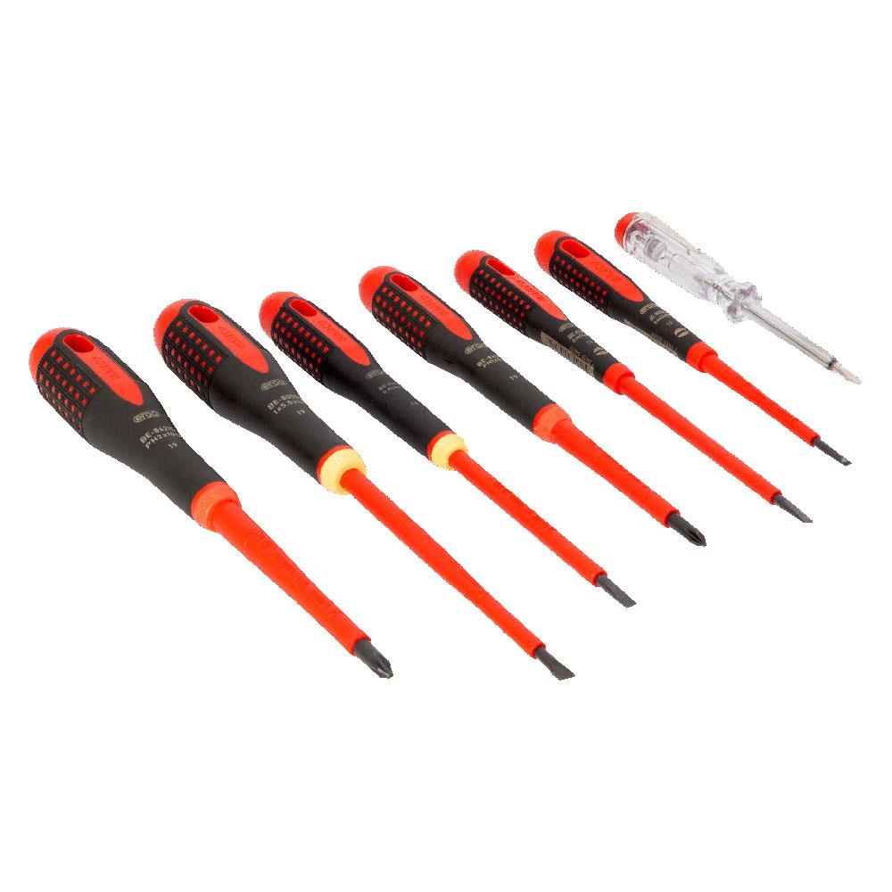 BAHCO BE-9887S ERGO™ VDE Insulated Slotted + Phillips Screwdriver Set, 7 Piece Set available ...