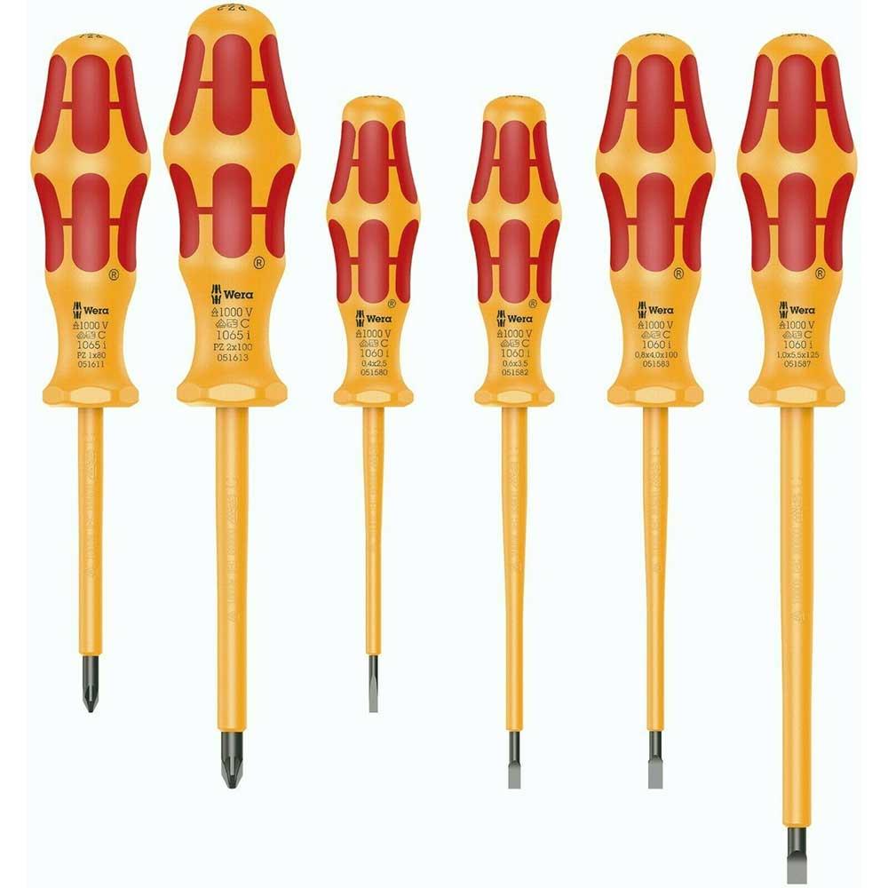 WERA 051576 Kraftform VDE Insulated Screwdriver Set Slotted & Pozi, 6 Piece Set available online ...