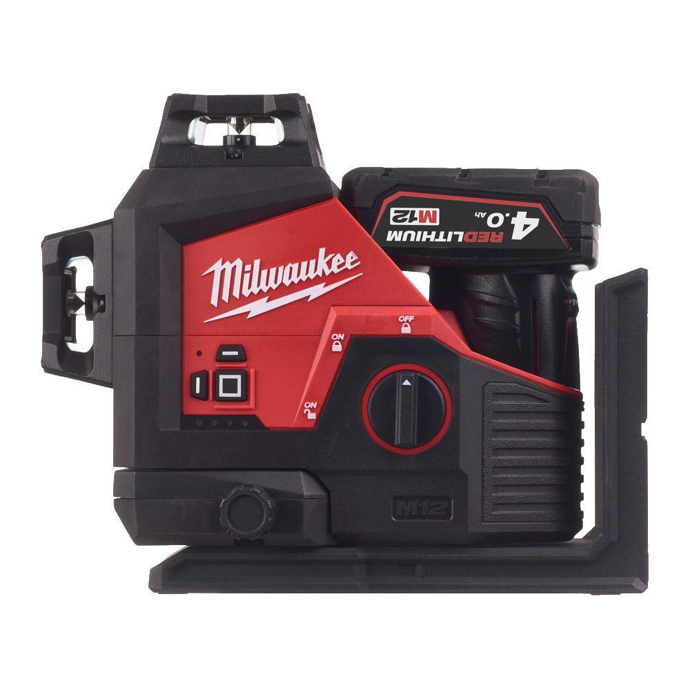 MILWAUKEE M12 3PL-401C M12 Green 360deg 3 Plane Laser Accessories Kit ...