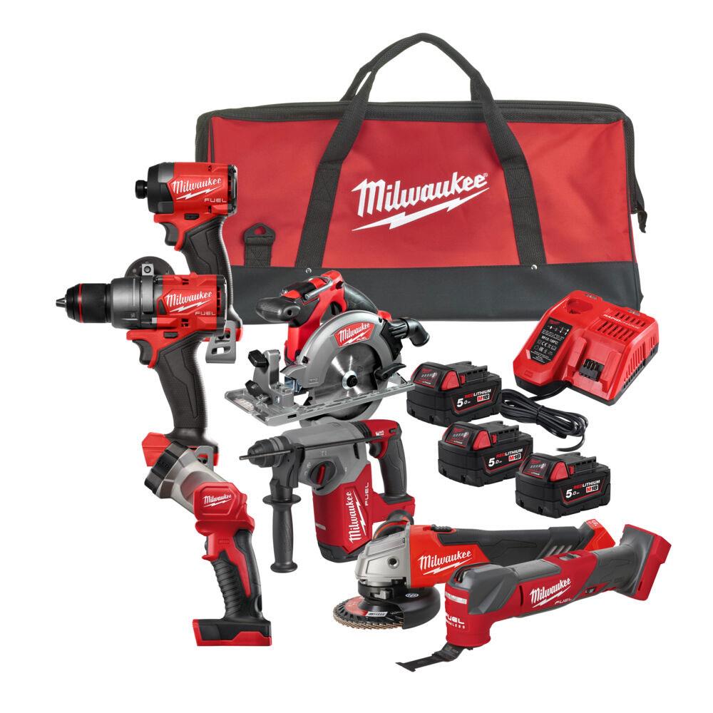 MILWAUKEE M18FPP7A3-503B 18V M18 FUEL Power Pack, 7 Piece Kit, 3 x 5 ...