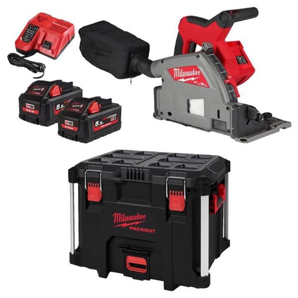 MILWAUKEE M18FPS55-552P 18V Fuel 55mm Plunge Saw, 2 x 5.5Ah Batteries ...