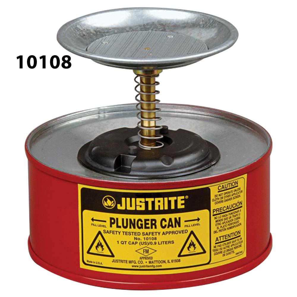 Justrite Plunger Dispensing Cans available online - Caulfield Industrial