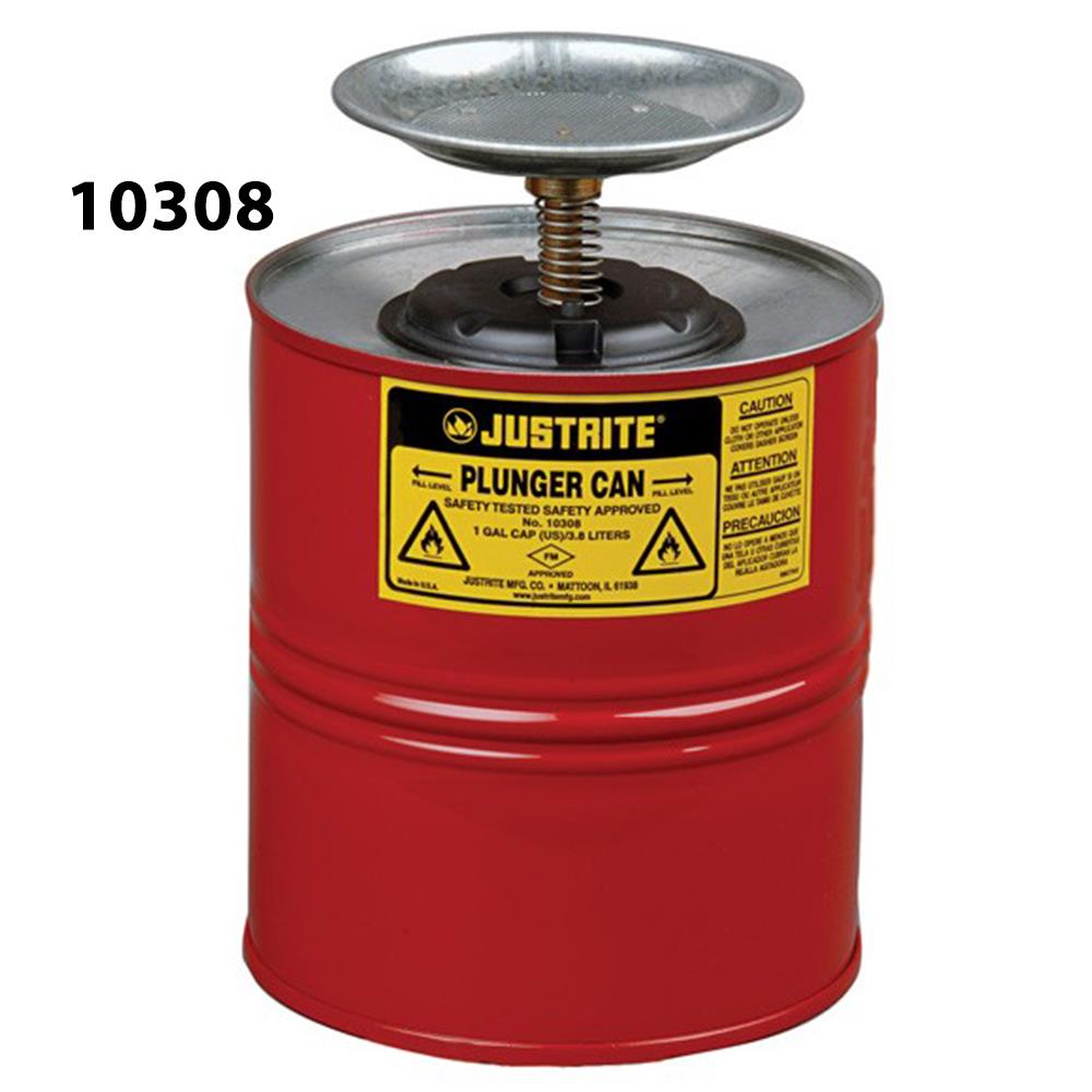 Justrite Plunger Dispensing Cans available online - Caulfield Industrial