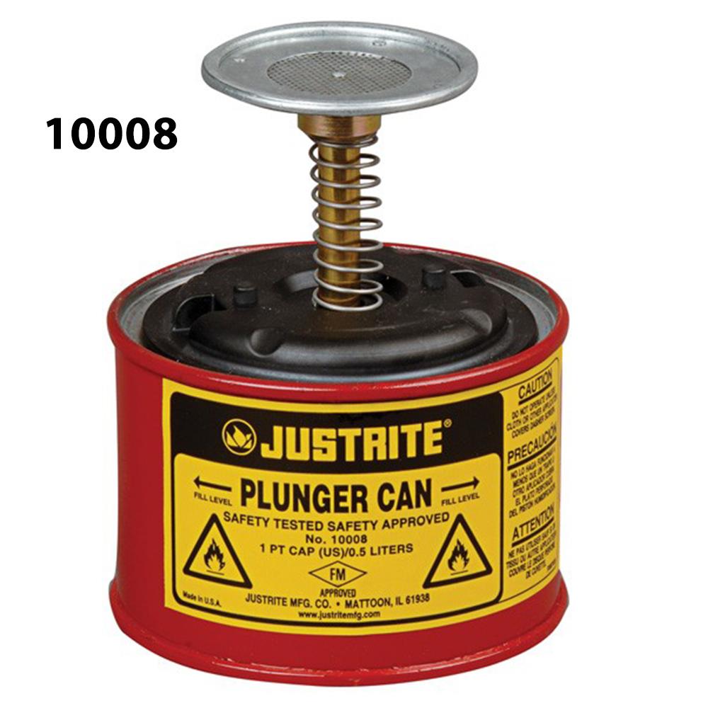 Justrite Plunger Dispensing Cans available online - Caulfield Industrial