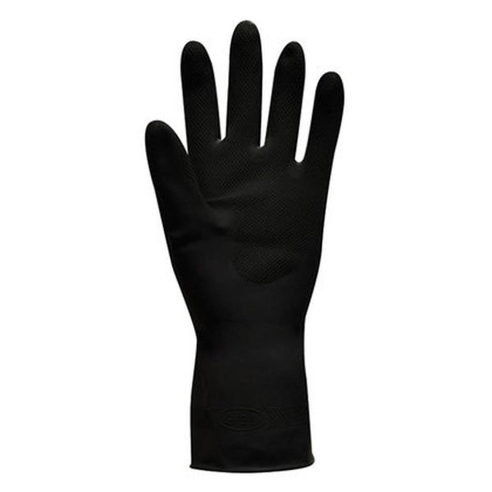 Polyco Jet Black Heavy Duty Flock Lined Natural Rubber Gloves available ...