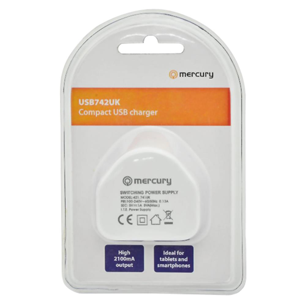 Mercury Compact USB Mains Charger 2.1A available online - Caulfield ...