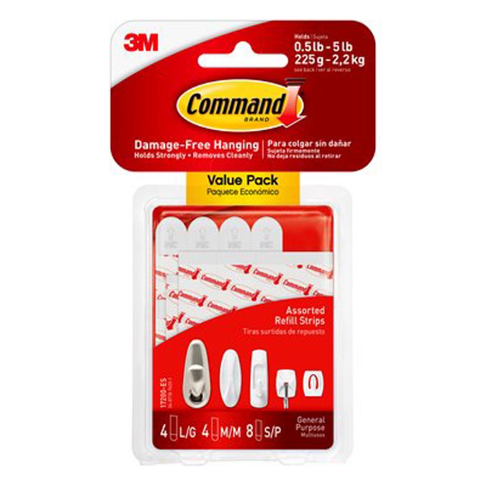 3M Command™ 17200 Small, Medium and Large Refill Strips available ...