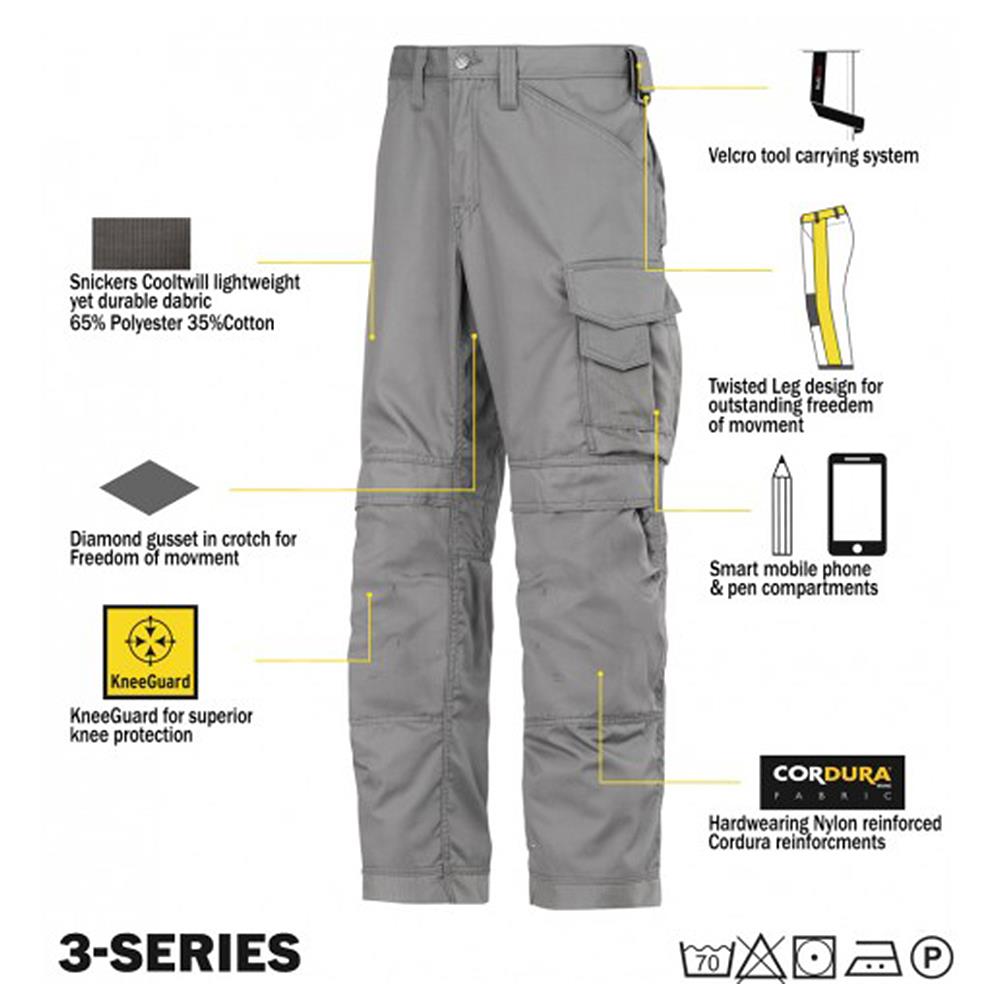Snickers 3311 CoolTwill Craftsmen Trousers - Grey available online ...