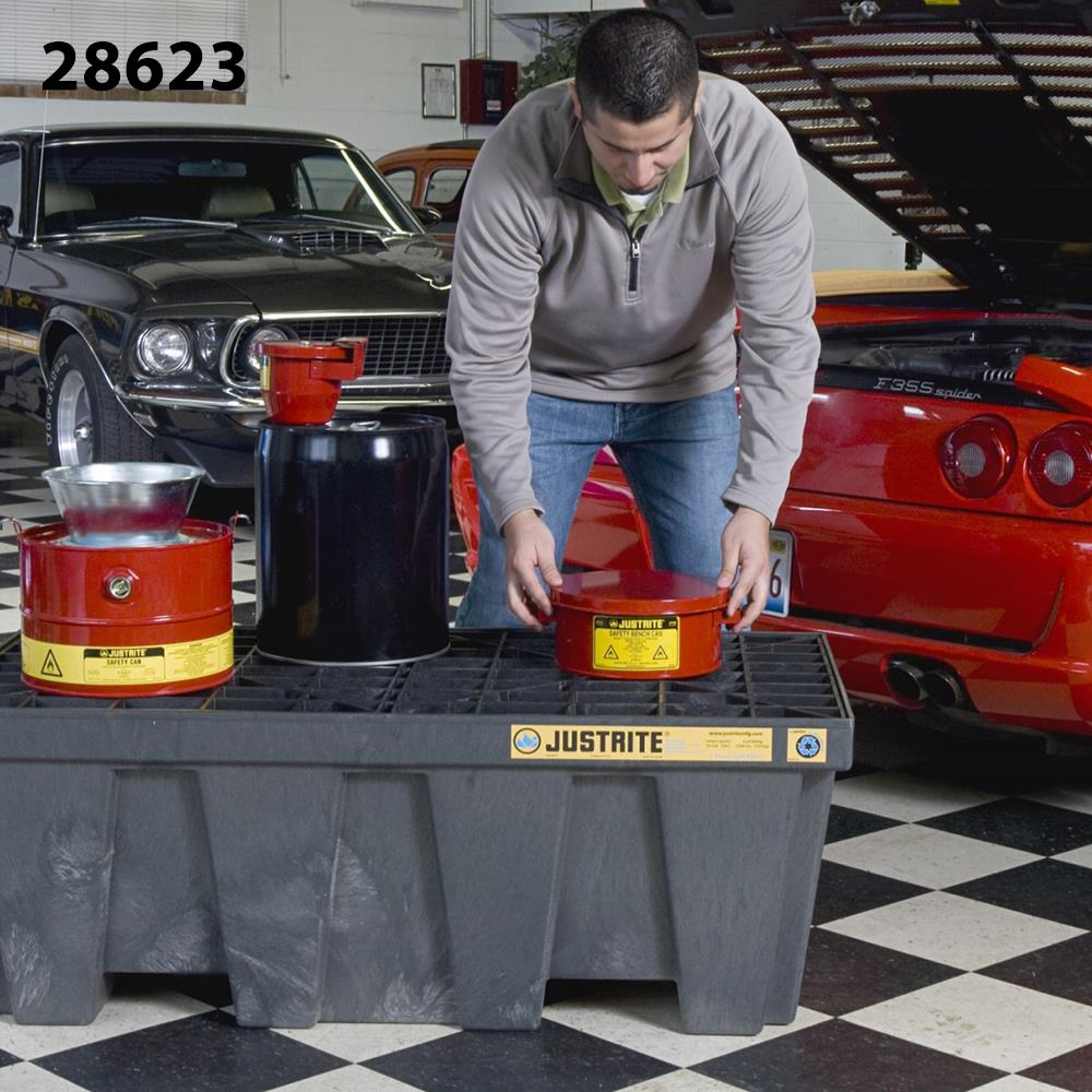 JUSTRITE 28623 EcoPolyBlend Spill Control Pallet, 2 Drum Pallet, 250 ...