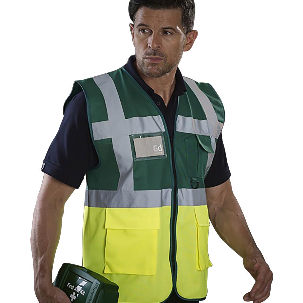 B BRAND HVW801 High-Visibility Executive Vest/Waistcoat - Green/Yellow ...