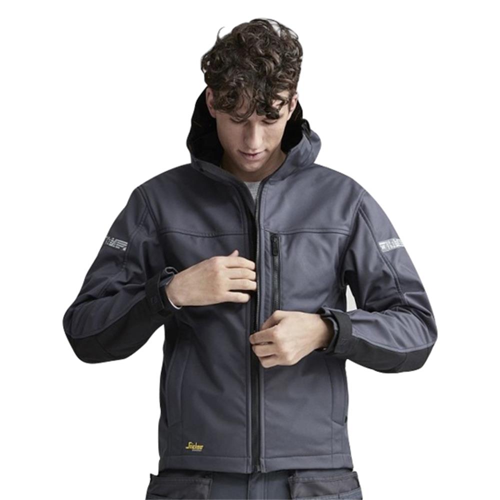 Snickers 1229 AllroundWork Softshell Jacket with Hood - Black available ...