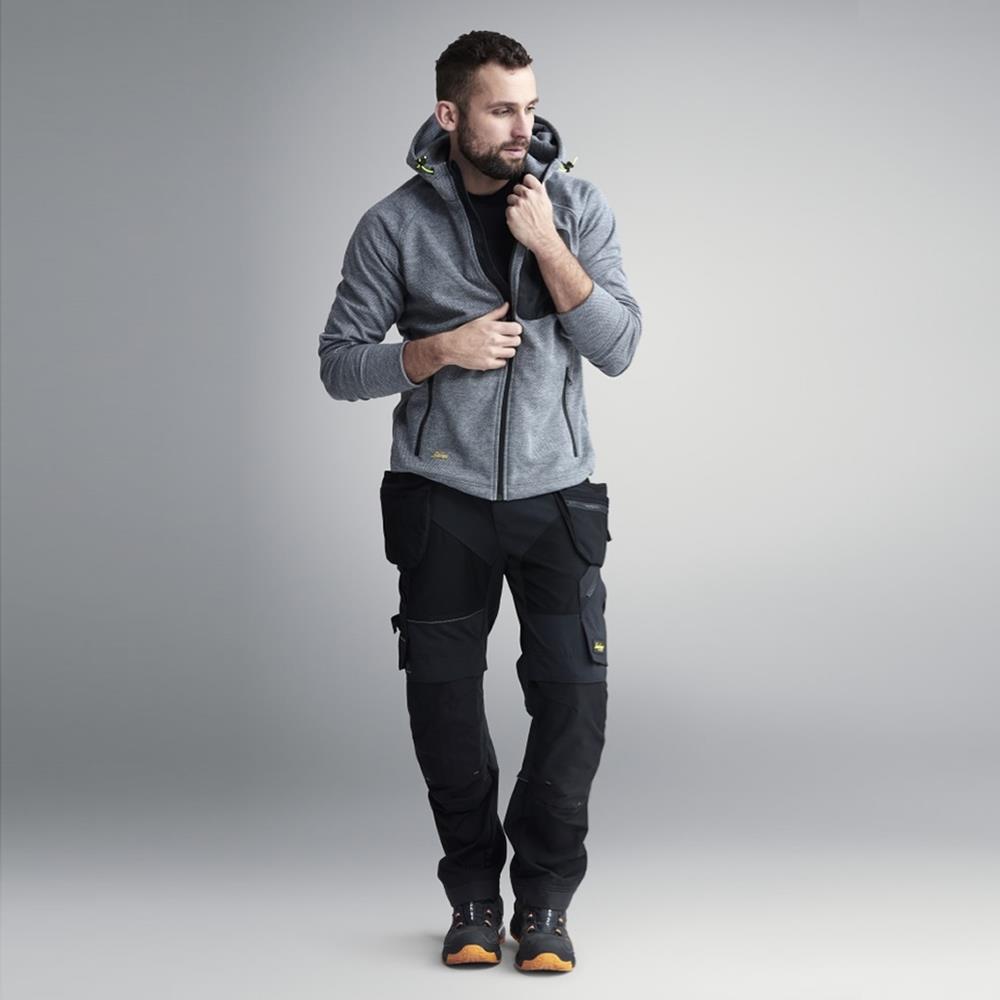 Snickers 8041 FlexiWork Fleece Hoodie - Grey/Black available online ...