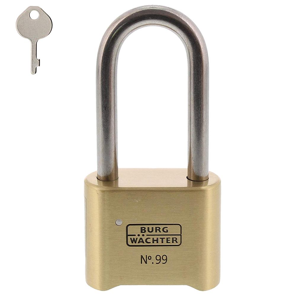 Burg 99NI50B65SB Rust-Free Brass Long Shackle Combination Padlock ...