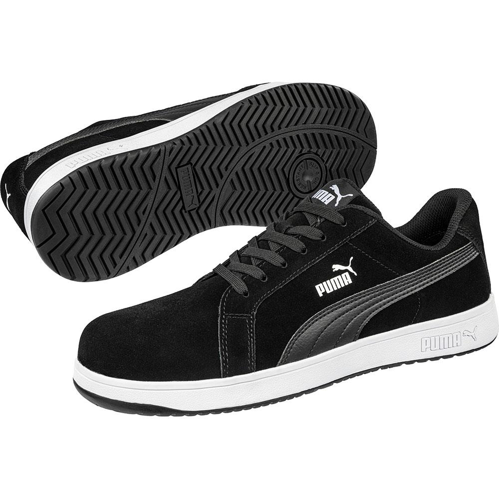 PUMA Iconic Low S1PL ESD FO HRO SR Suede Safety Trainers, Black ...
