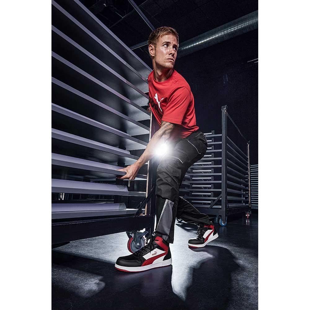 PUMA Frontcourt Mid S3L ESD FO HRO SR Safety Trainers, Black/Red/White ...
